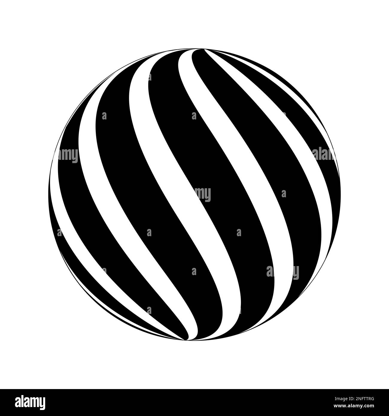 Spherical shape with twisted black and white stripes. 3D sphere model ...