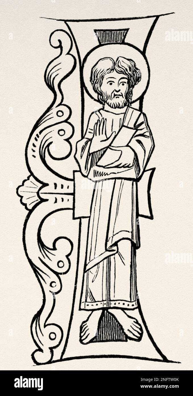 Middle ages initial capital letter I depicting an apostle. The Arts of ...