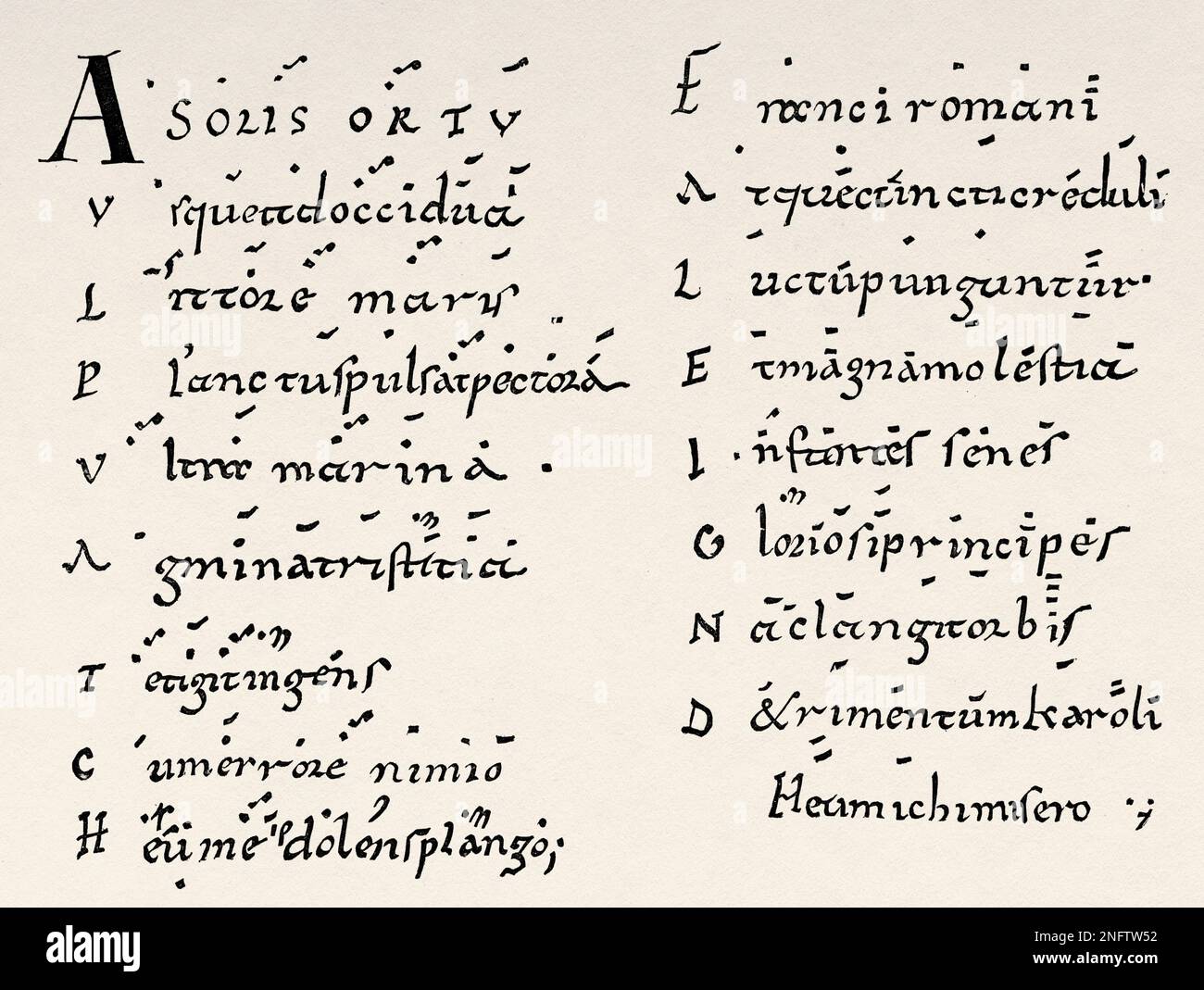 Lament written on the death of Charlemagne in 814 using Neumes notation ...