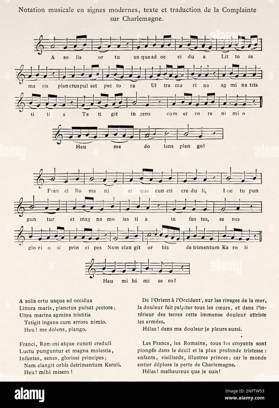 Lament written on the death of Charlemagne in 814 using Neumes notation ...