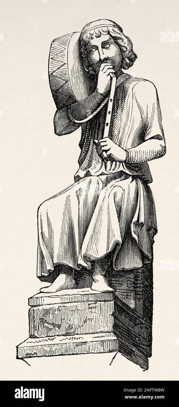 Maison des Musiciens, the flute and tambourine player. Reims, France ...