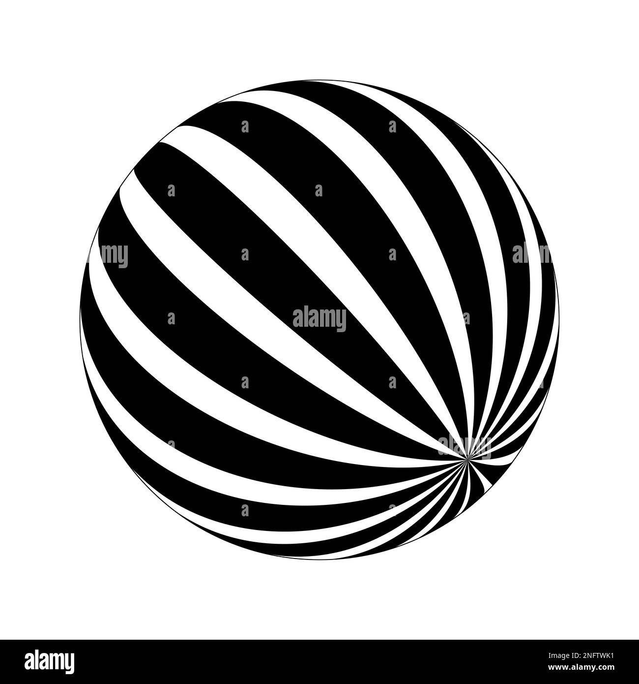 Spherical shape with black and white stripes. 3D sphere model. Striped ...