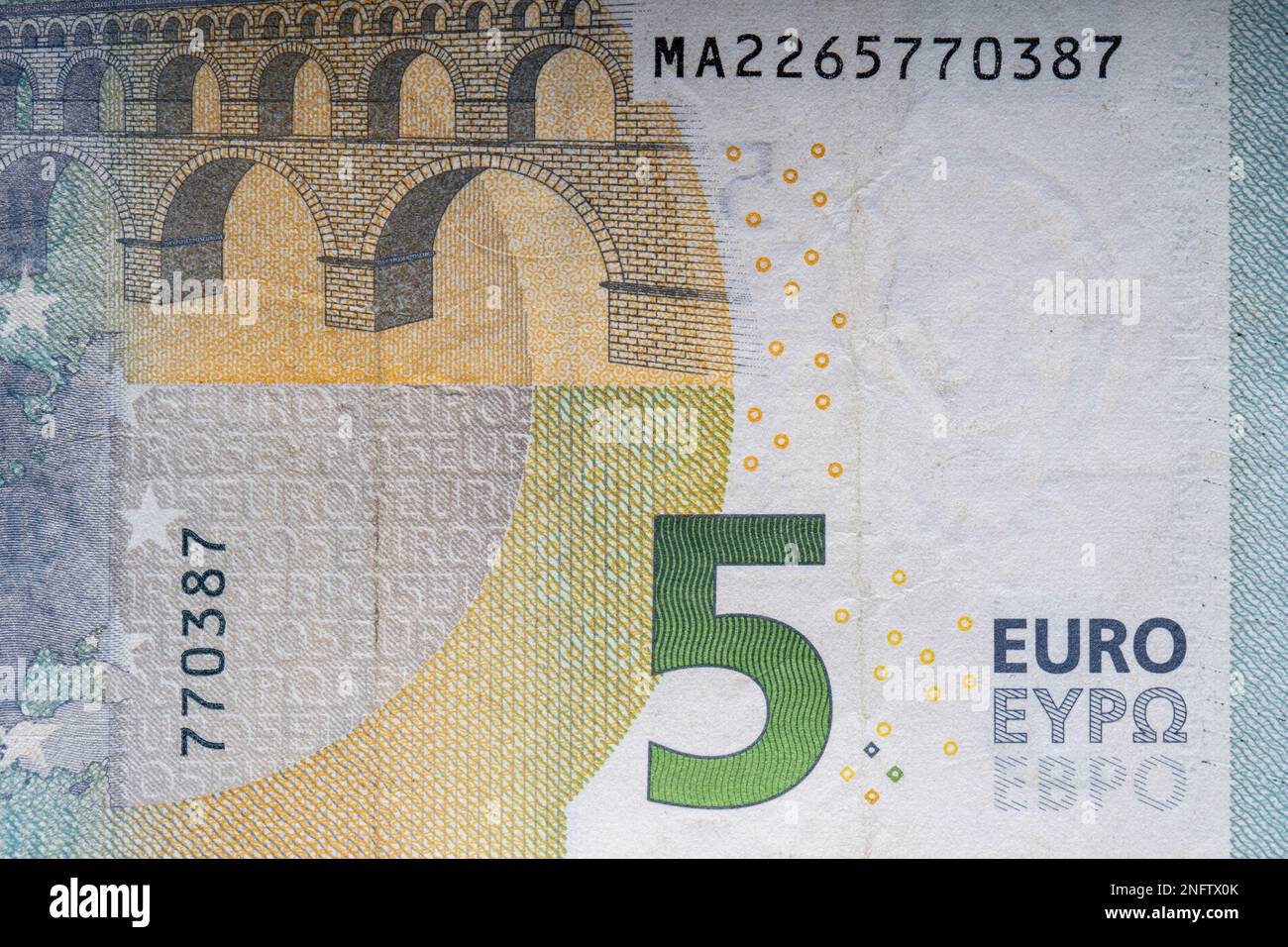 5 euro banknote close up, for business finance topics. World money ...