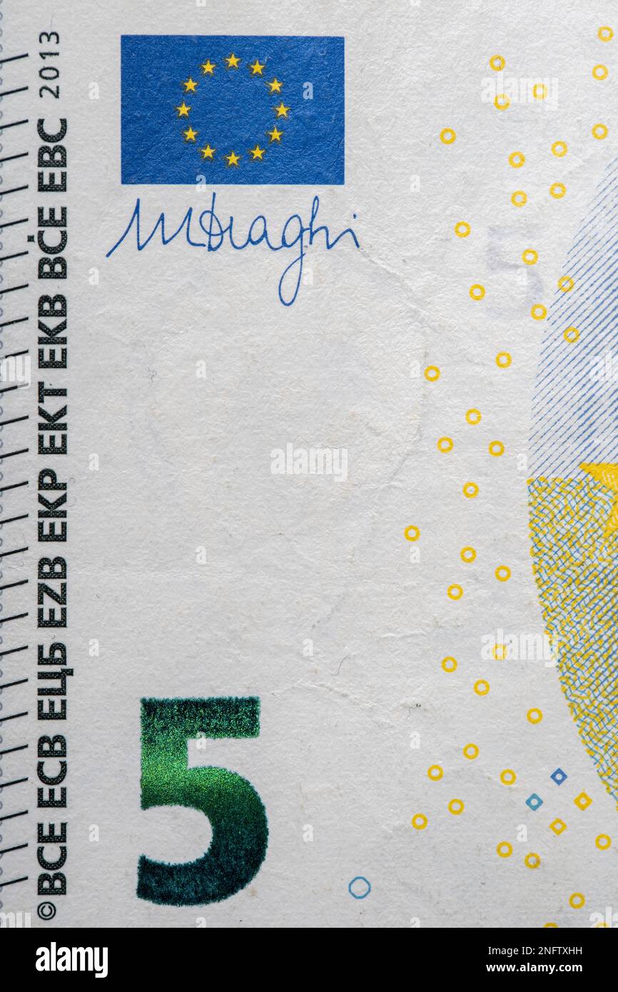 5 euro banknote close up, for business finance topics. World money ...