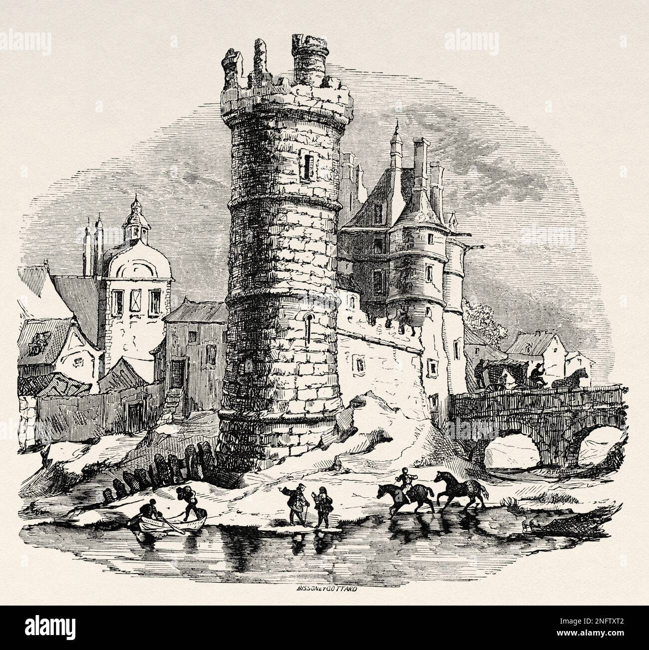 The Tour de Nesle. Nesle Tower was one of the four large guard towers on the old city wall of ...