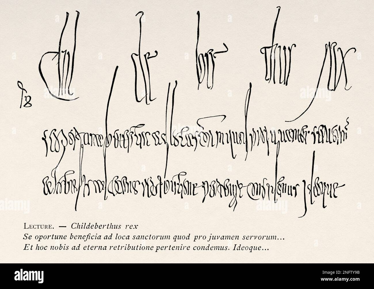 Deed from the end of the 7th century after a diploma from Childebert ...