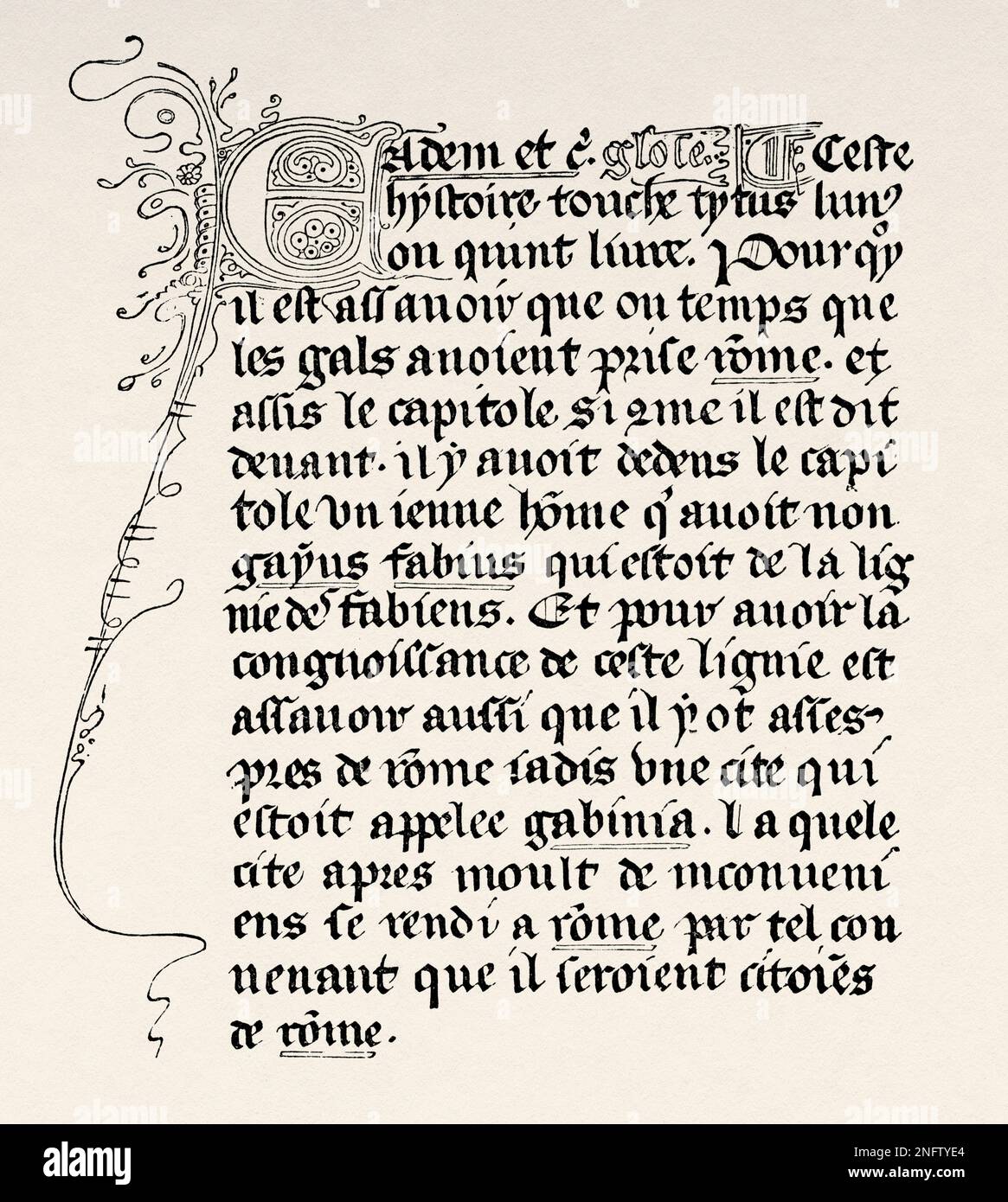 14th century writing taken from a Roman history manuscript, paraphrased ...