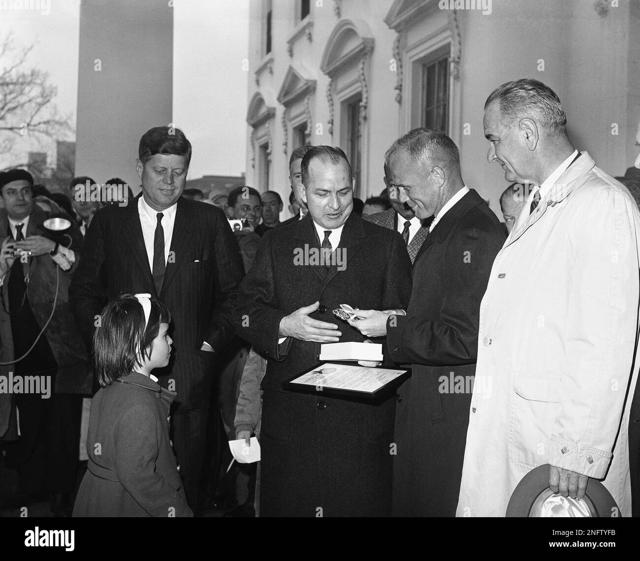 Astronaut John Glenn is given key to Washington, D.C., on north portico ...