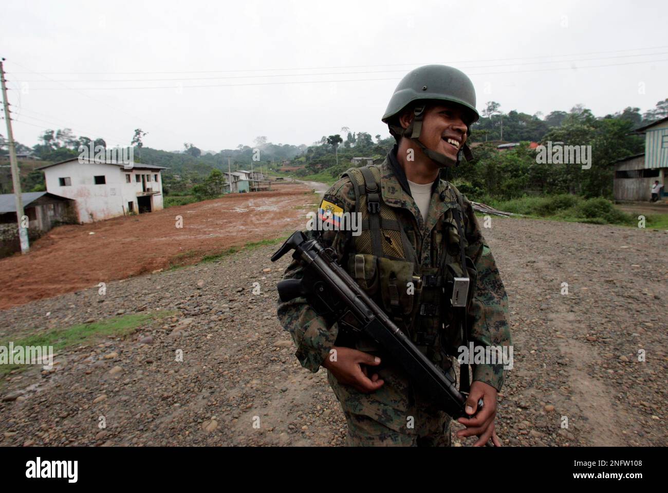 Ecuador' soldiers patrol Chone 1 village on the border Ecuador Colombia ...