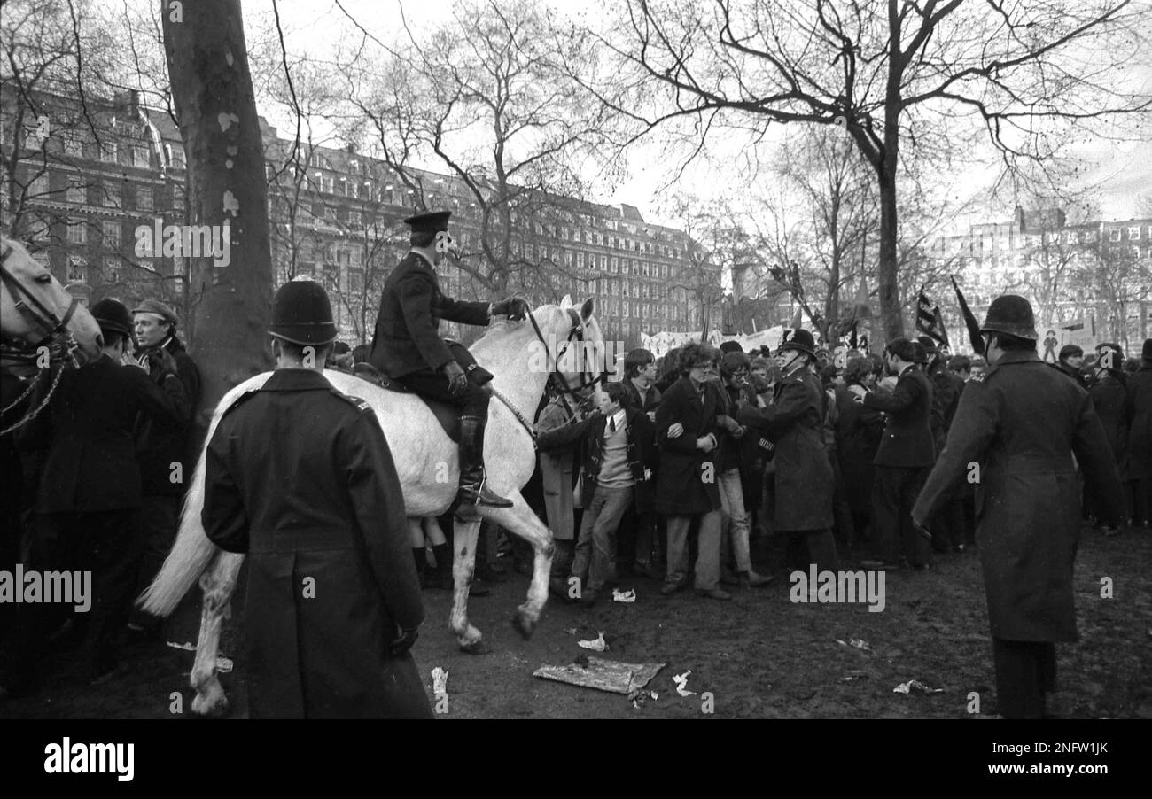 Police struggle with anti Vietnam War demonstrators outside the Embassy ...