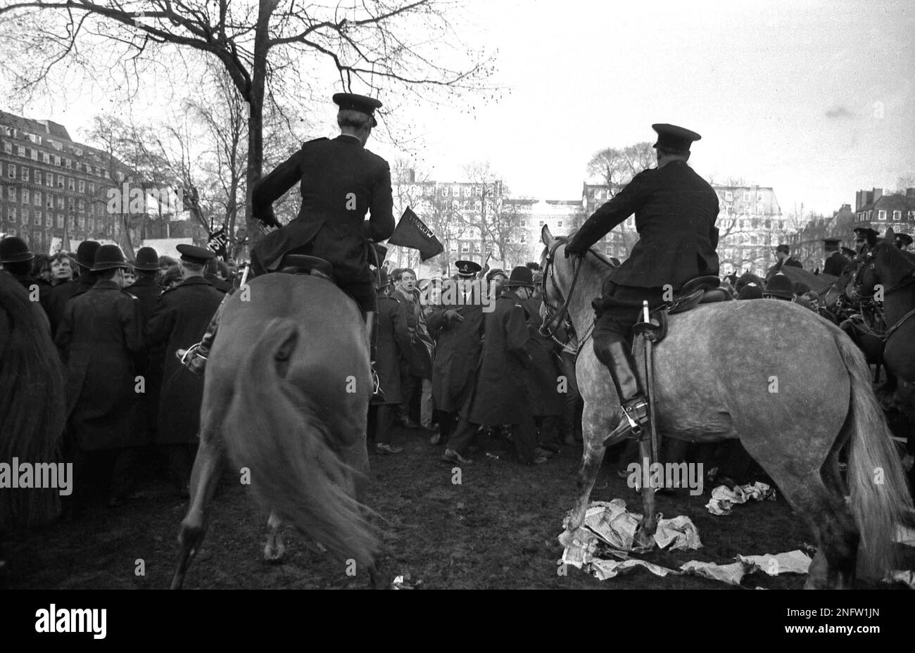 Police struggle with anti Vietnam War demonstrators outside the Embassy ...