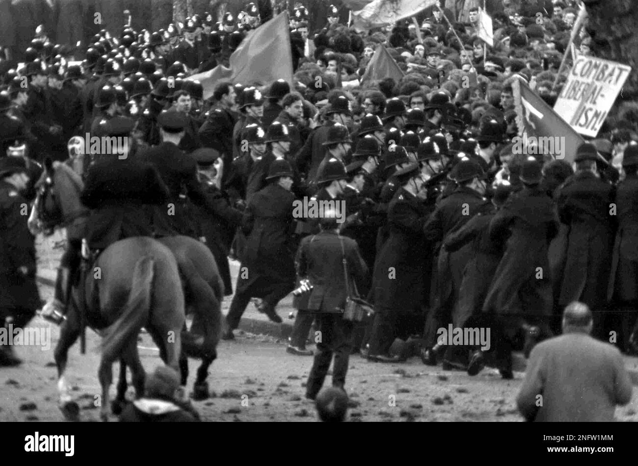 Police struggle with anti Vietnam War demonstrators outside the Embassy ...