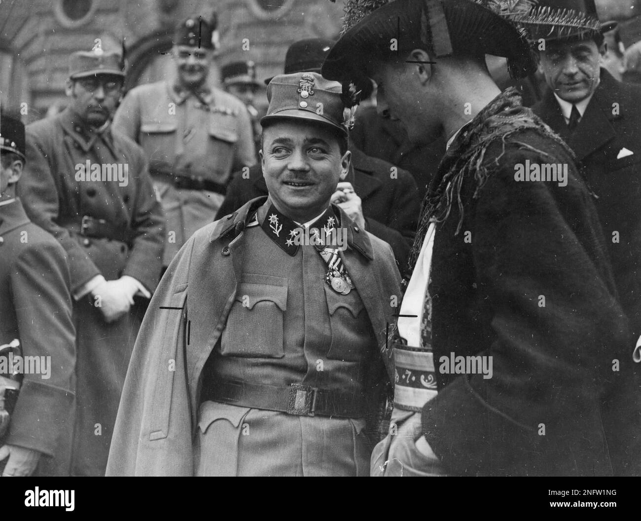 Austrian Chancellor Dr. Engelbert Dollfuss, in military uniform, talks ...