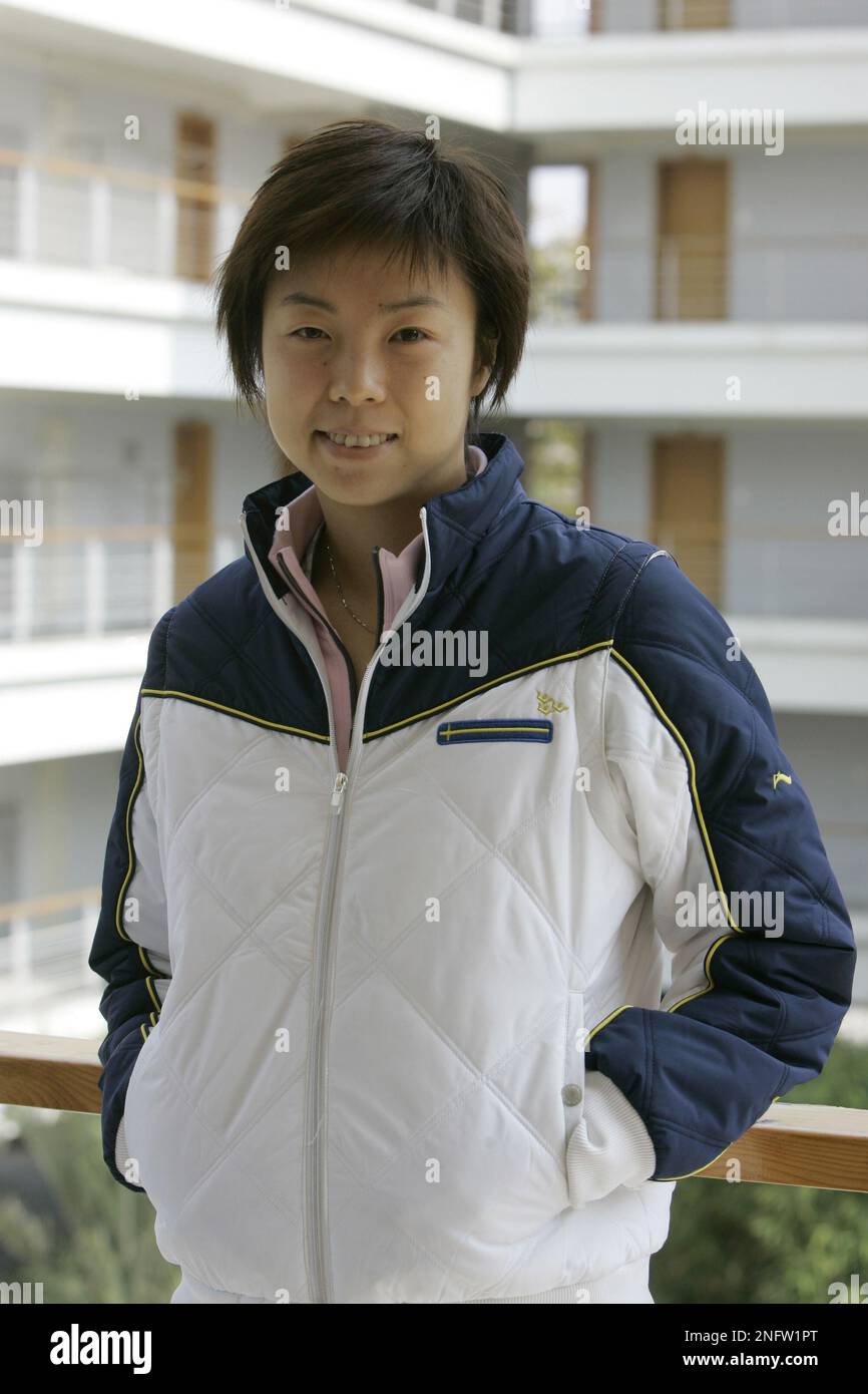 Chinese Olympic gold medalist table tennis player Zhang Yining poses ...