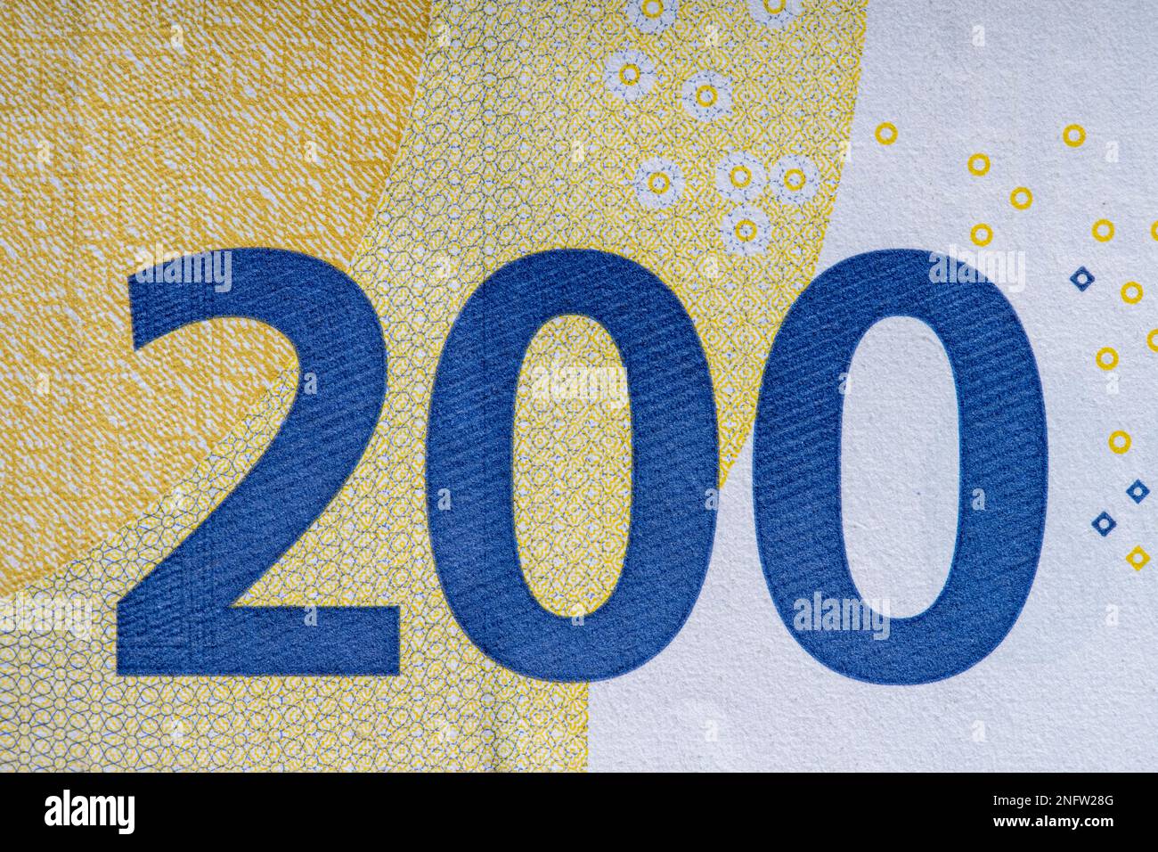200 euro banknote close up, for business finance topics. World money ...