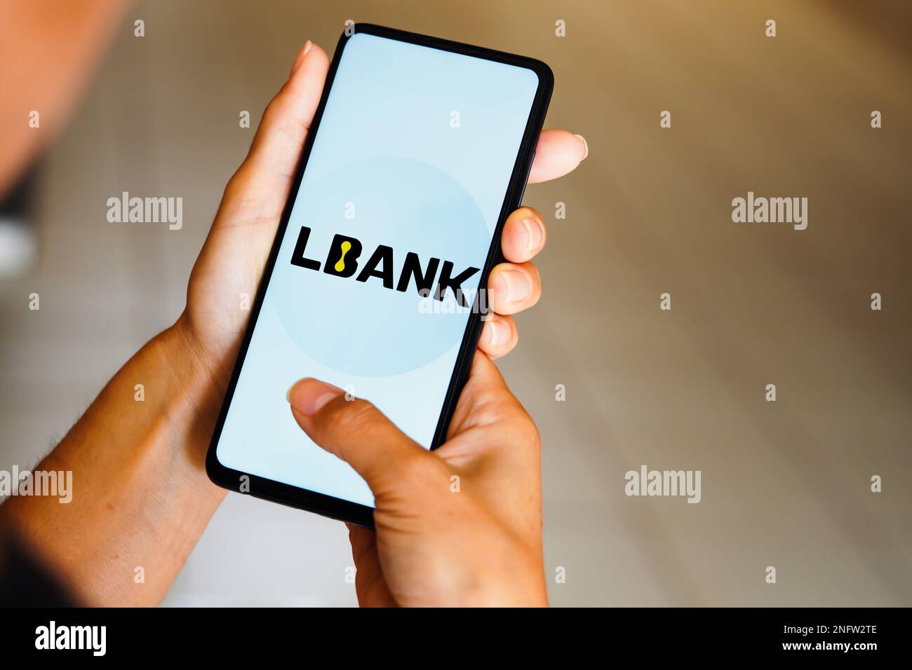 In this photo illustration, the LBank logo is seen displayed on a ...