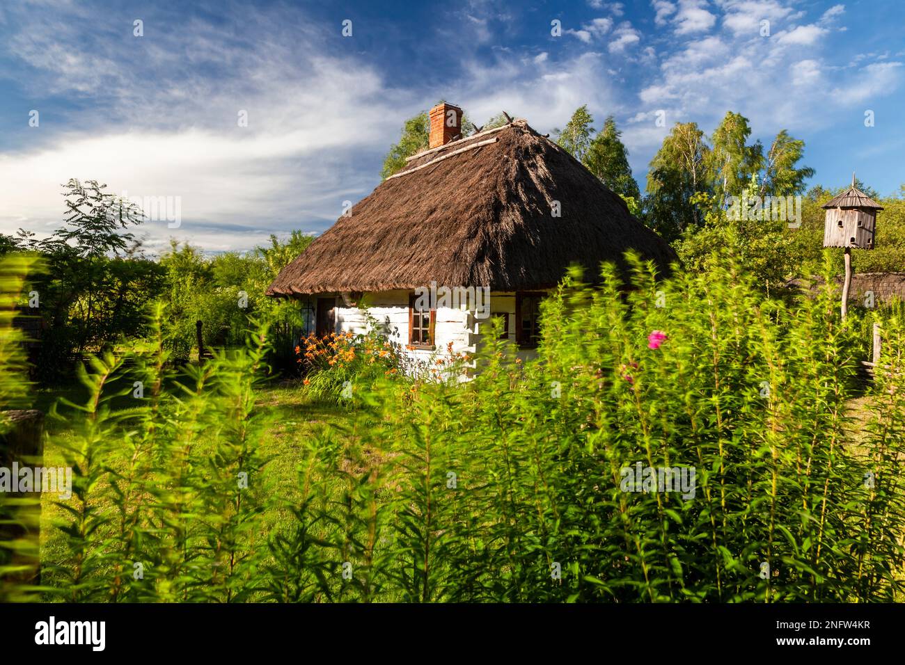 The old, traditional country cottage thatched roof, Podlasie region ...