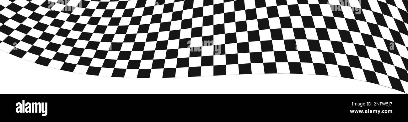 Winding race flag background. Warped black and white squares pattern ...