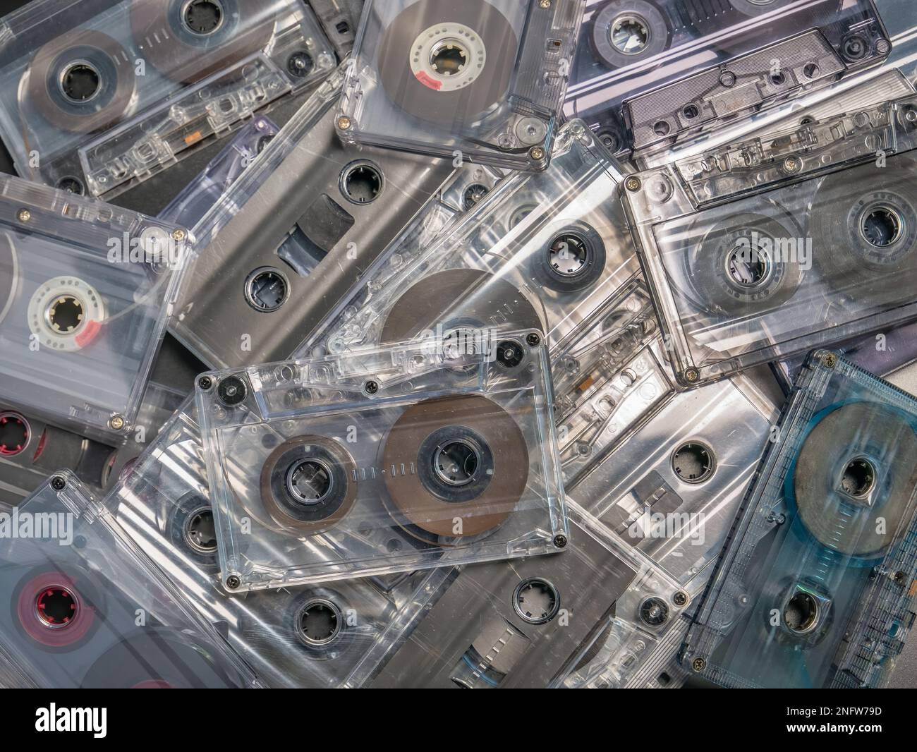 Many old vintage cassette tapes . Music concept Stock Photo - Alamy
