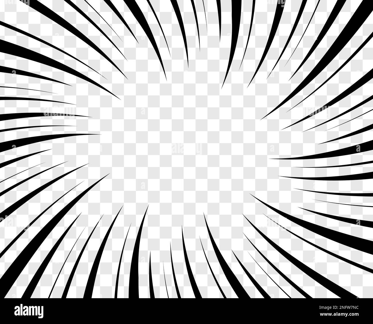 Vortex radial black lines on transparent background. Manga book page ...