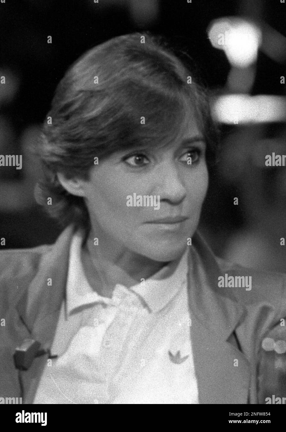 Portrait of West German former tennis player Sylvia Hanika, as she is ...