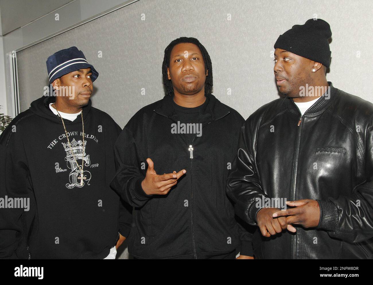 From left, rappers Parish Smith, KRS-One and Erick Sermon pose together ...