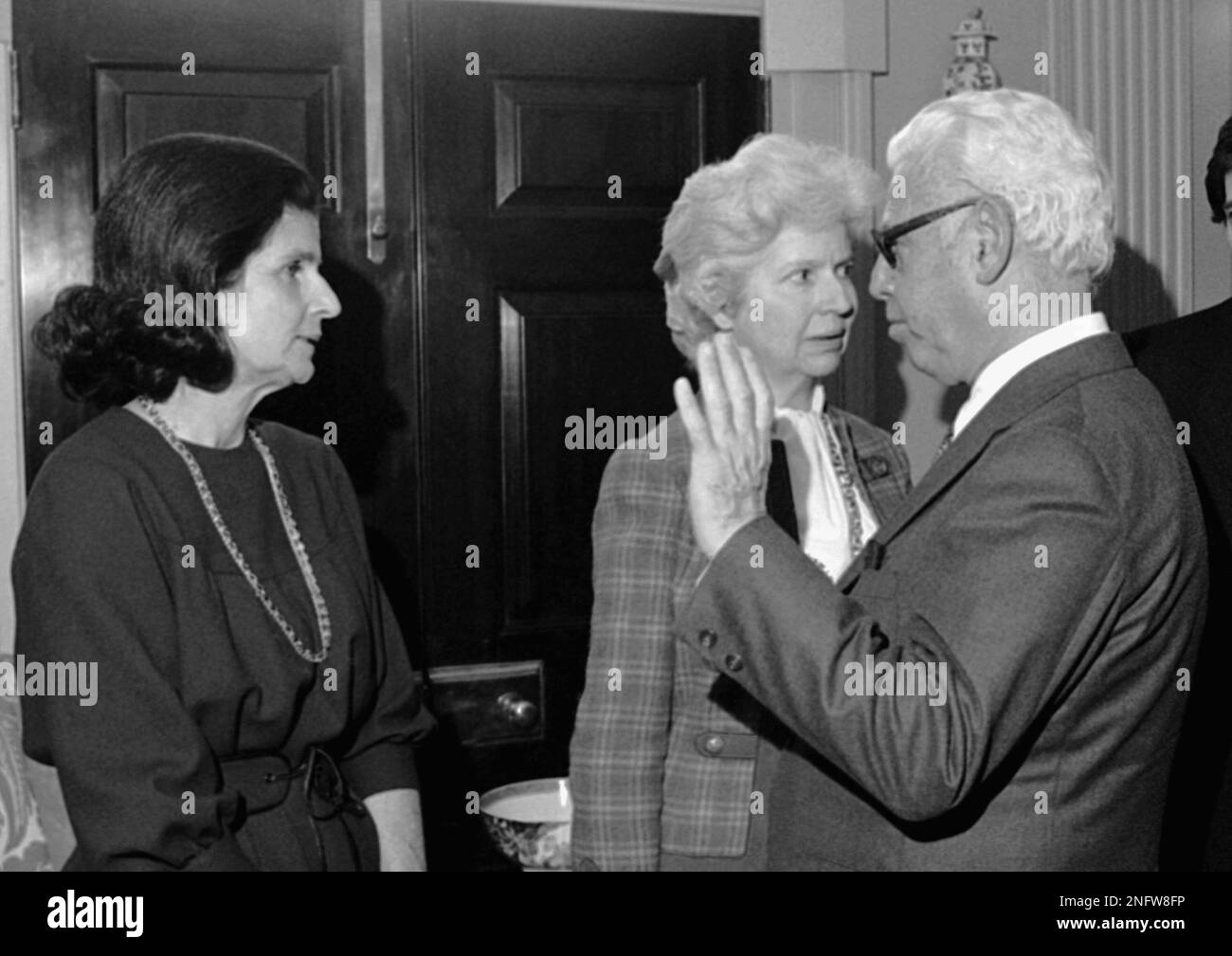 Mrs. Leah Rabin, left, is greeted by former U.S. Ambassador to the ...