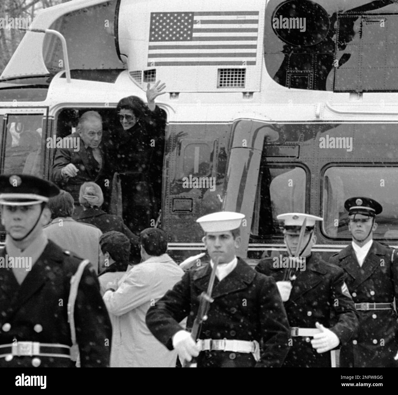 Israeli Prime Minister Yitzhak Rabin with wife Leah wave farewell as ...