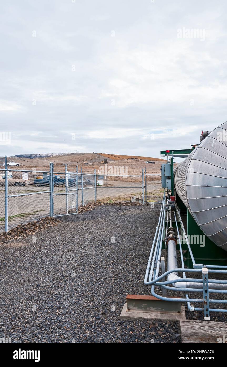 A tank for methane gas which is generated by and in an active landfill ...