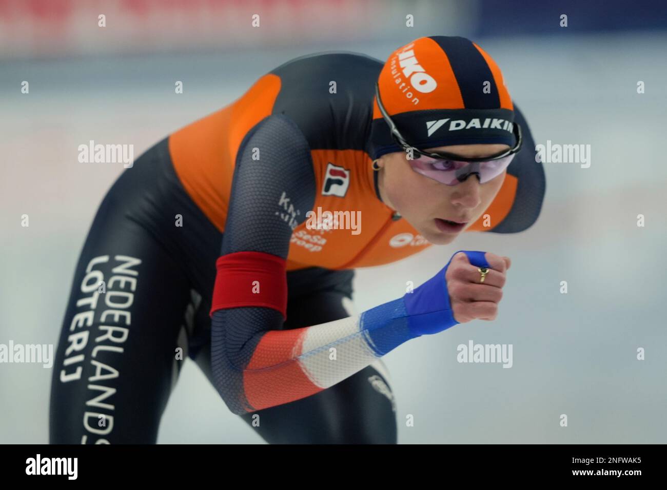 Third placed Netherland's Joy Beune competes during the 3000m Women ...