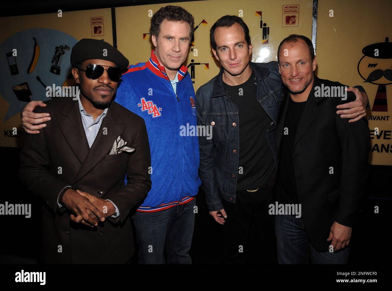 From left, actors Andre Benjamin, Will Ferrell, Will Arnett and Woody ...