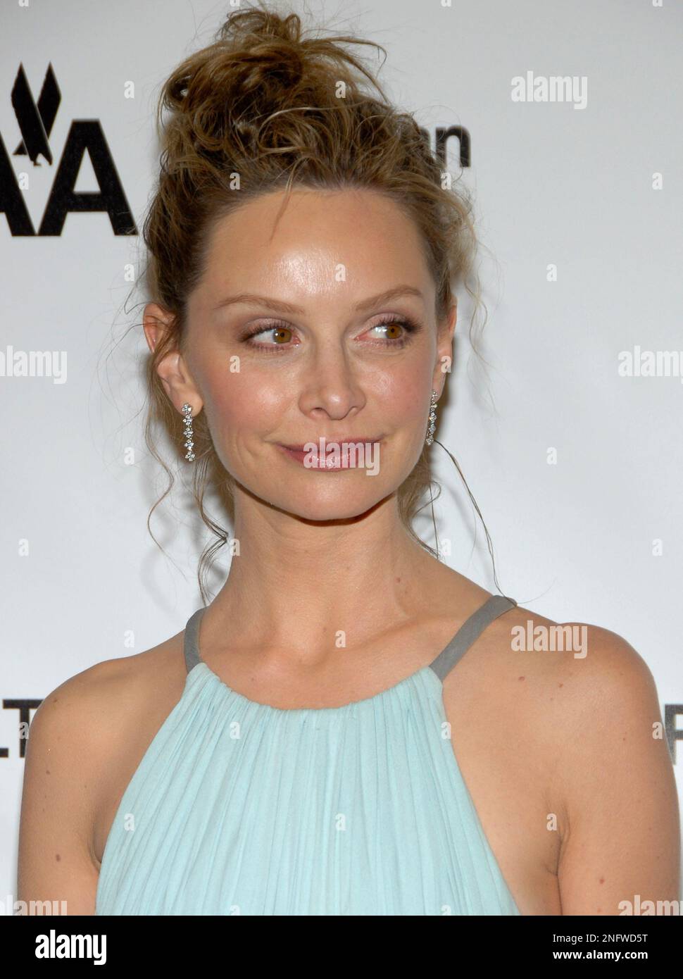 Actress Calista Flockhart poses on the press line at the Elton John ...