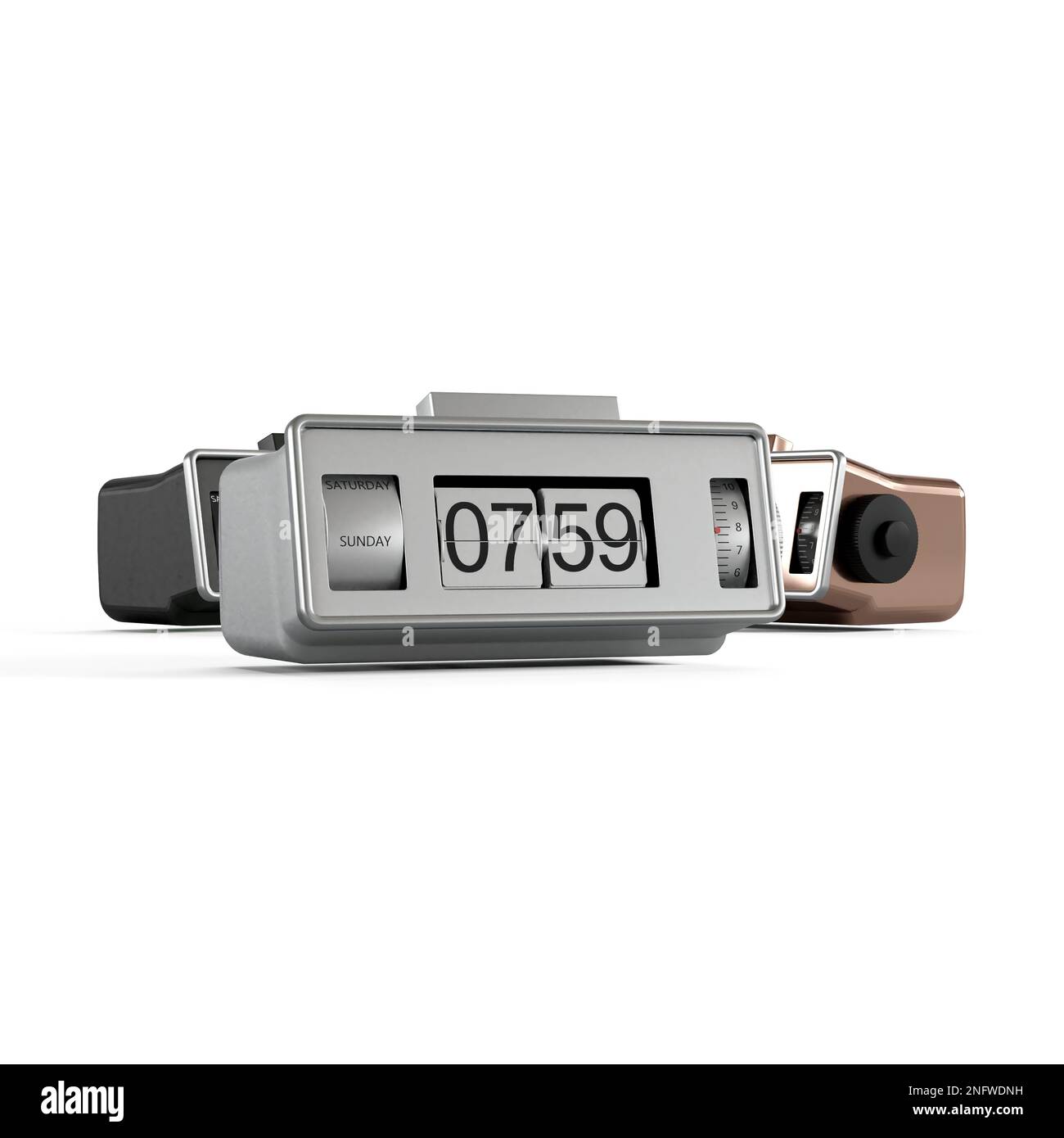 The two electronic clocks that are in front of each other Stock Photo ...