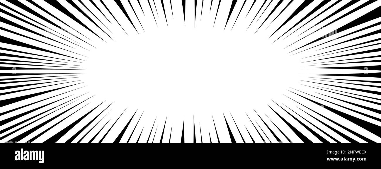 Radial speed black lines on white background. Manga book page design ...