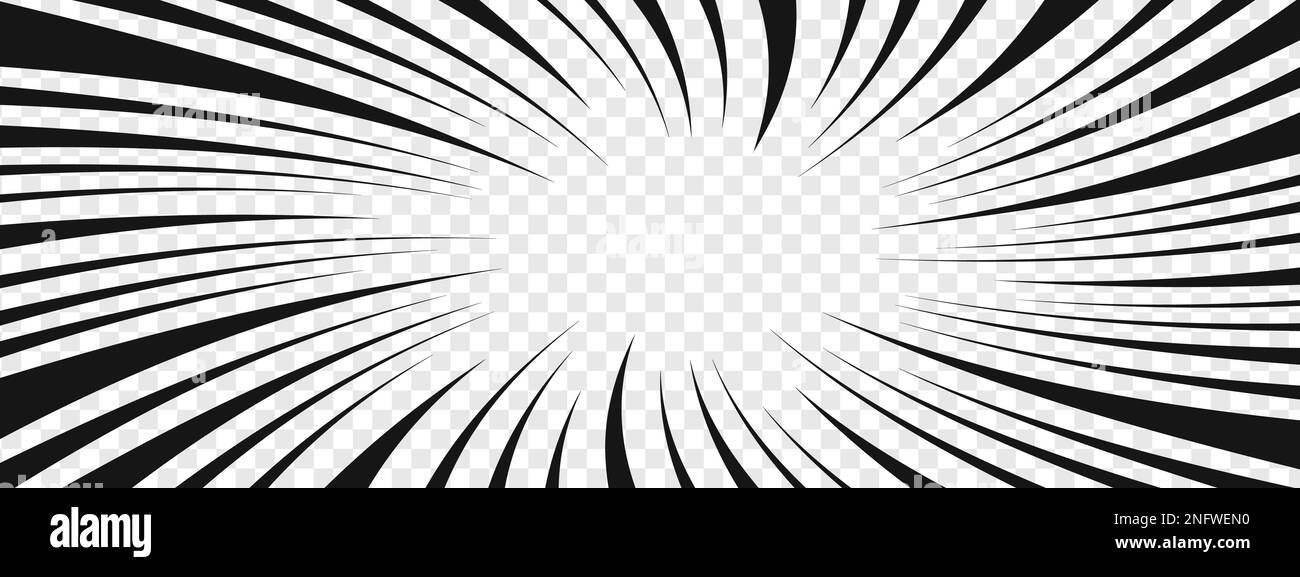 Swirled radial lines on transparent background. Manga book page design ...