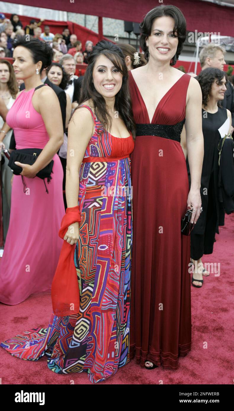 Amanda Micheli, right, and Isabel Vega arrive at the 80th Academy ...