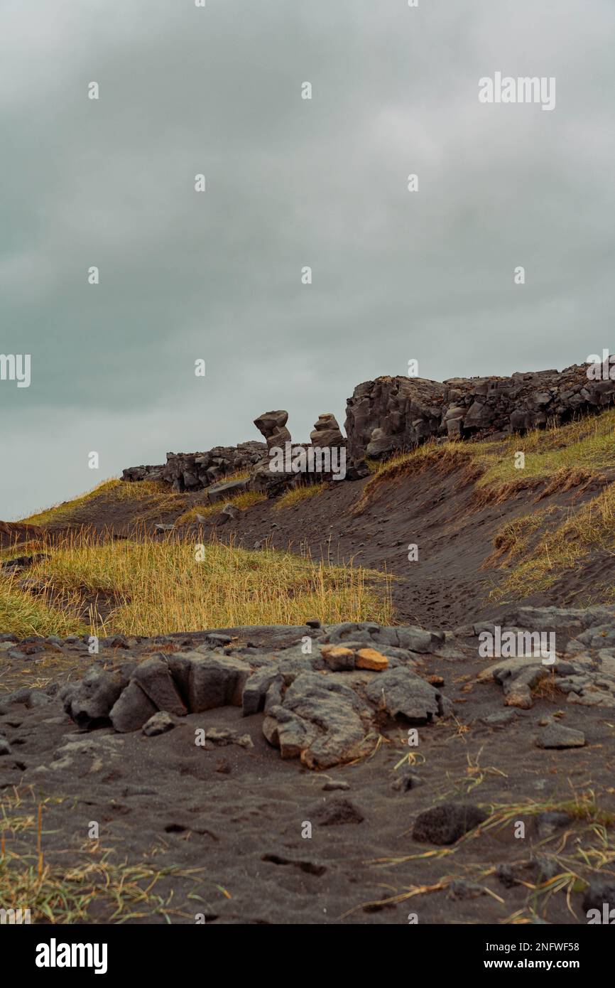 An aerial view of rocky field with sand Stock Photo - Alamy