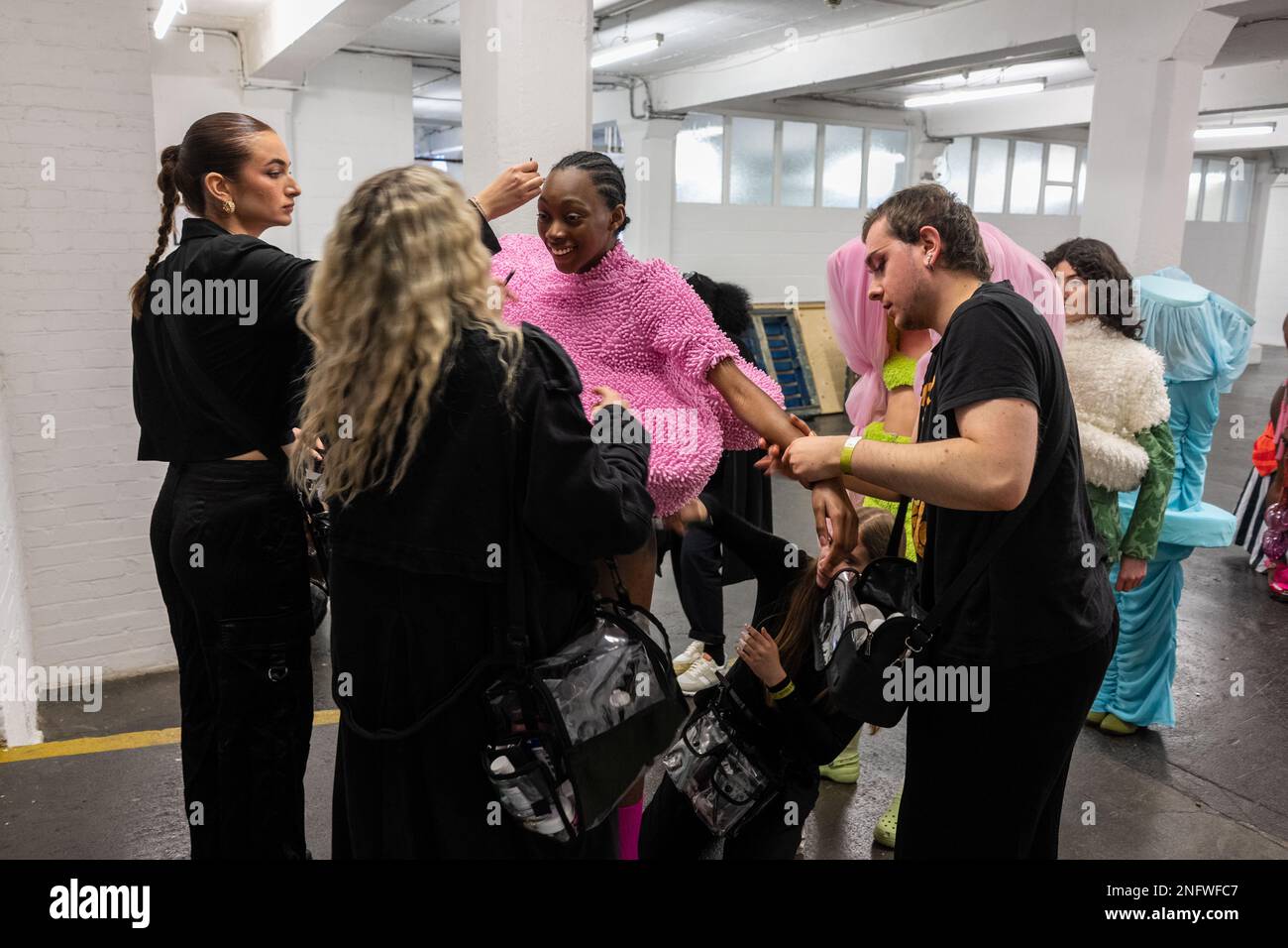 Models backstage during the London College of Fashion show at The ...