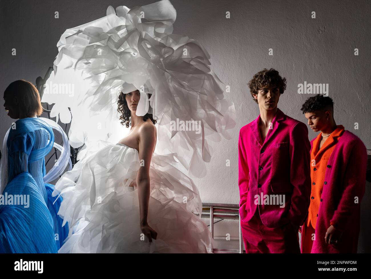 Models backstage during the London College of Fashion show at The ...