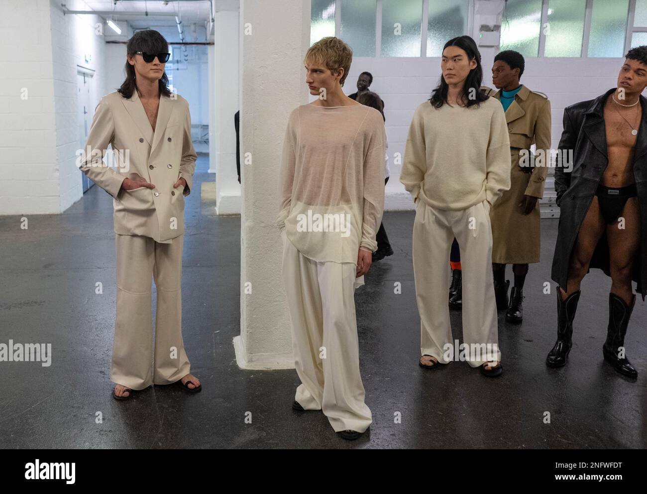 Models backstage during the London College of Fashion show at The ...