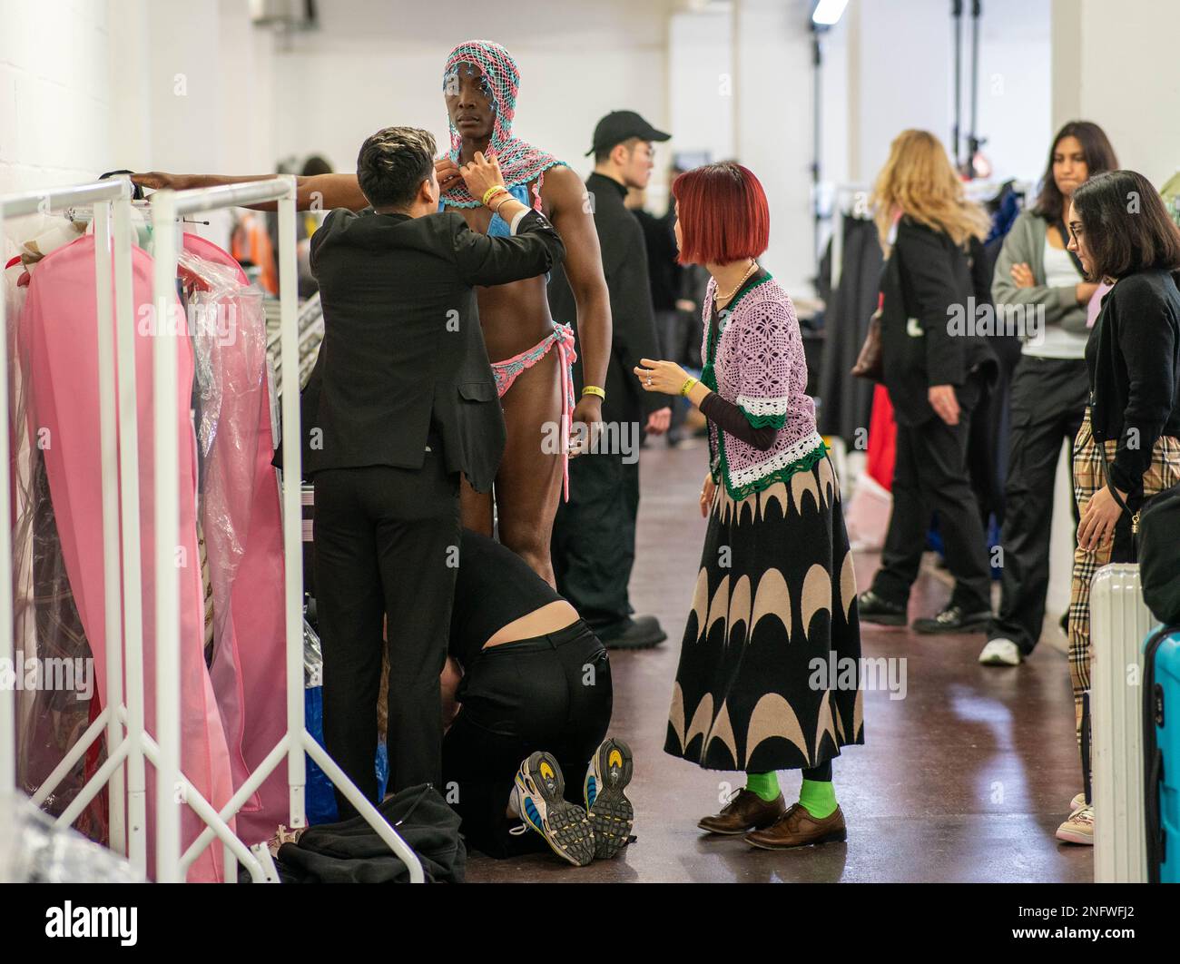 Models backstage during the London College of Fashion show at The ...