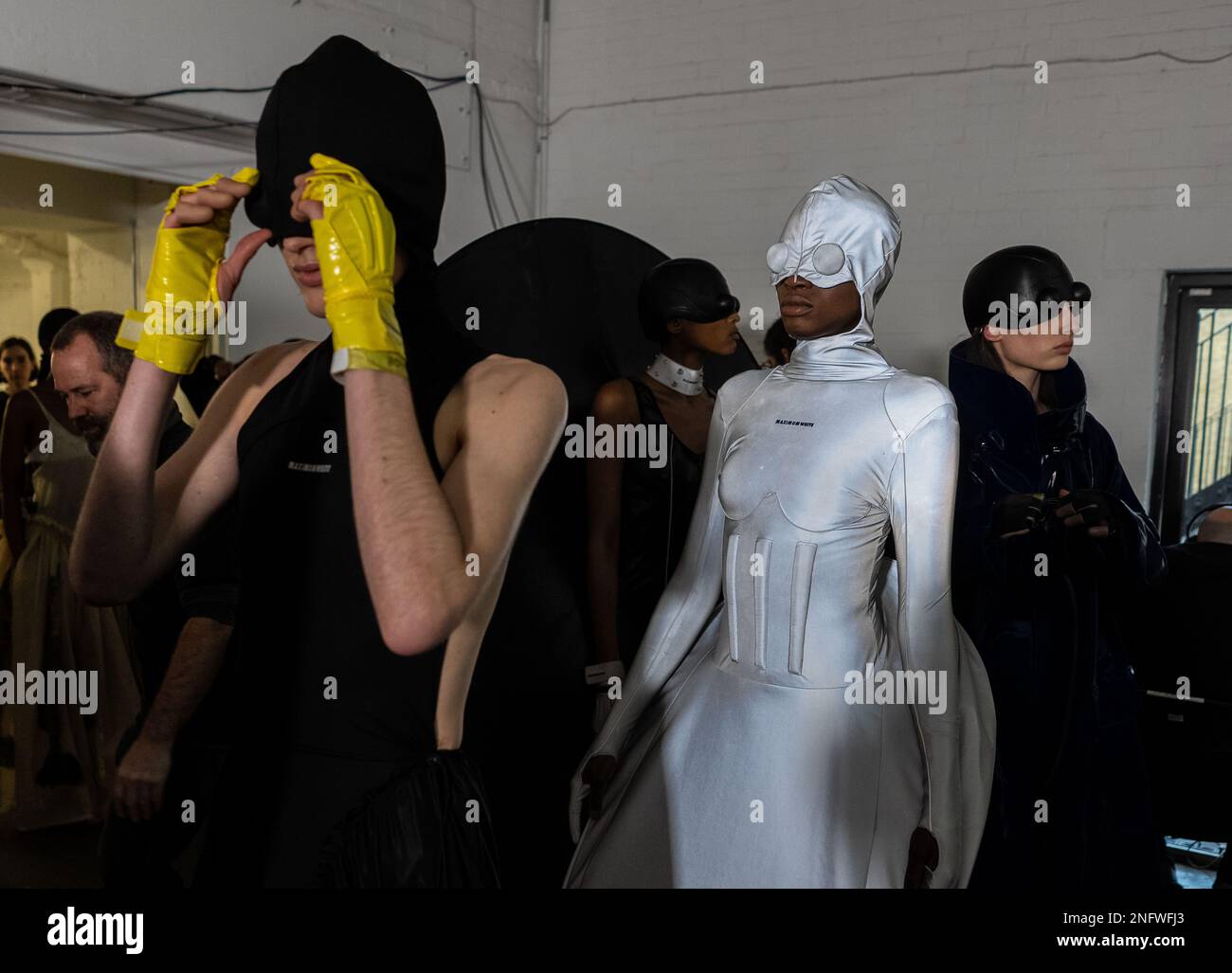 Models backstage during the London College of Fashion show at The ...