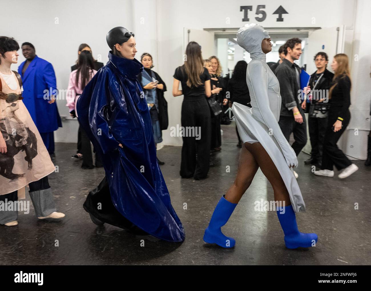 Models backstage during the London College of Fashion show at The ...