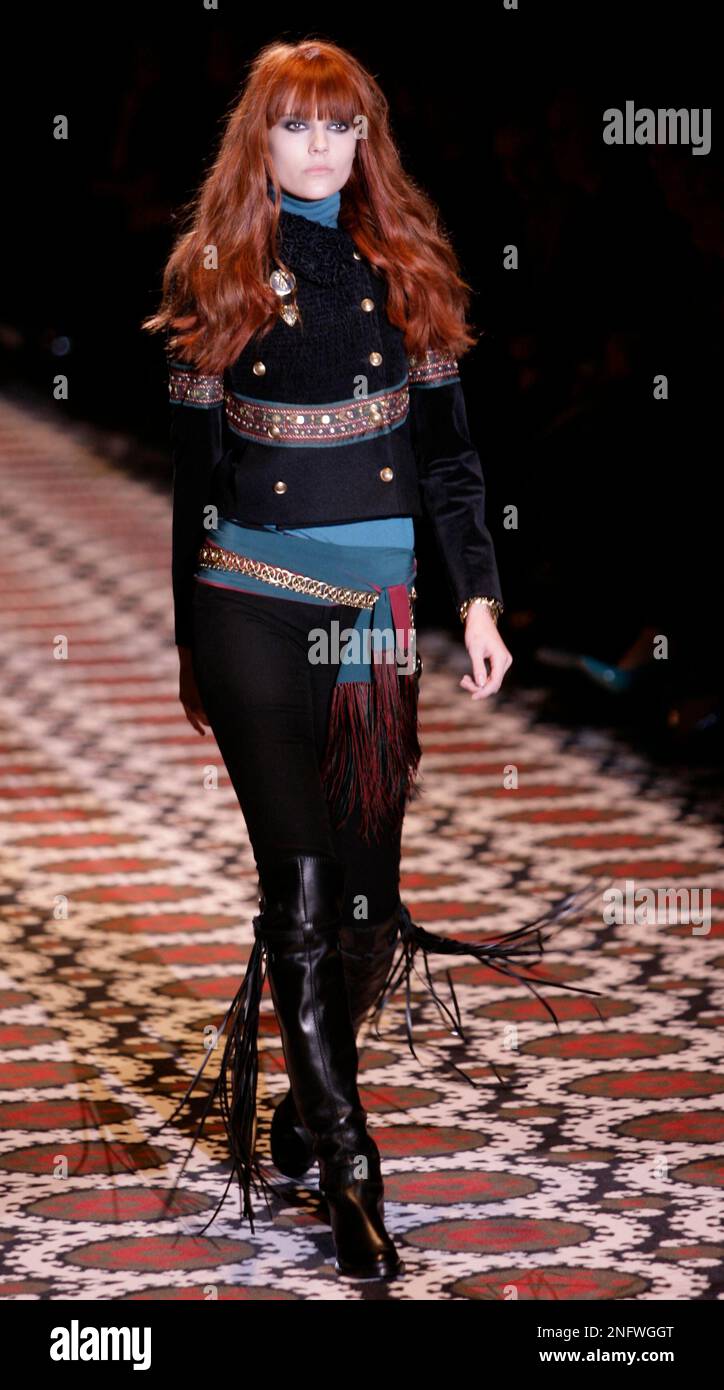Brazilian model Martha Streck wears a creation part of the Gucci Fall ...