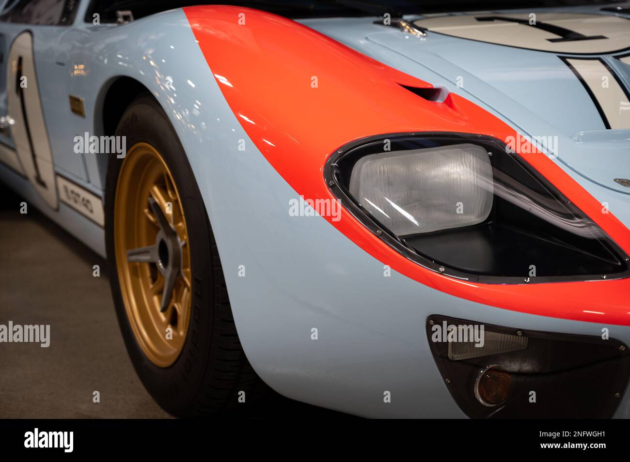 A detail of the legendary 1966 Ford GT40 winner of the 24h Le Lemans ...
