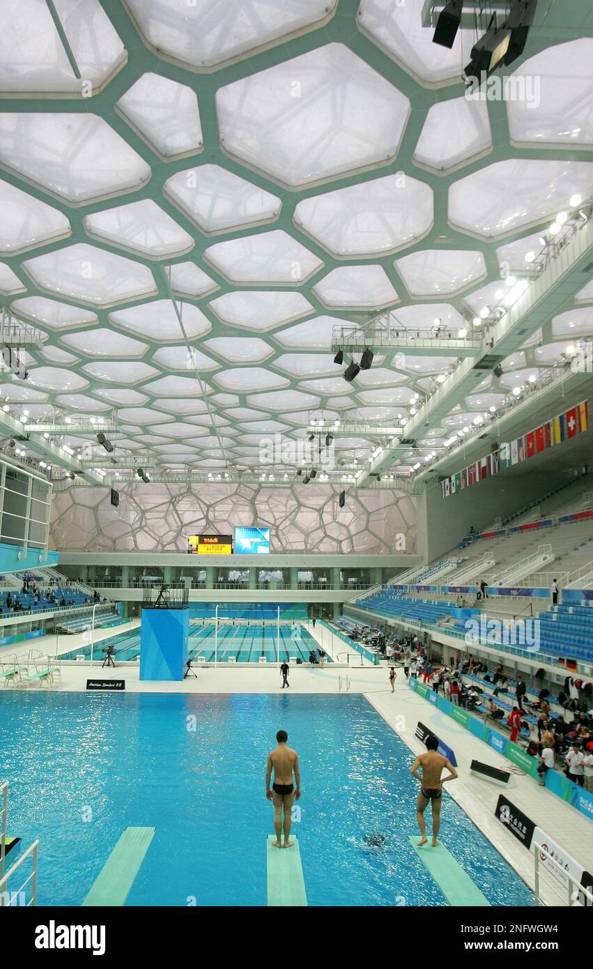 Competitors practice before a competition session at the 16th FINA ...