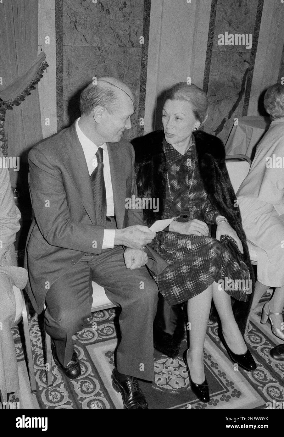 Israeli Foreign Minister Moshe Dayan Chats with his wife ,Rachel ...