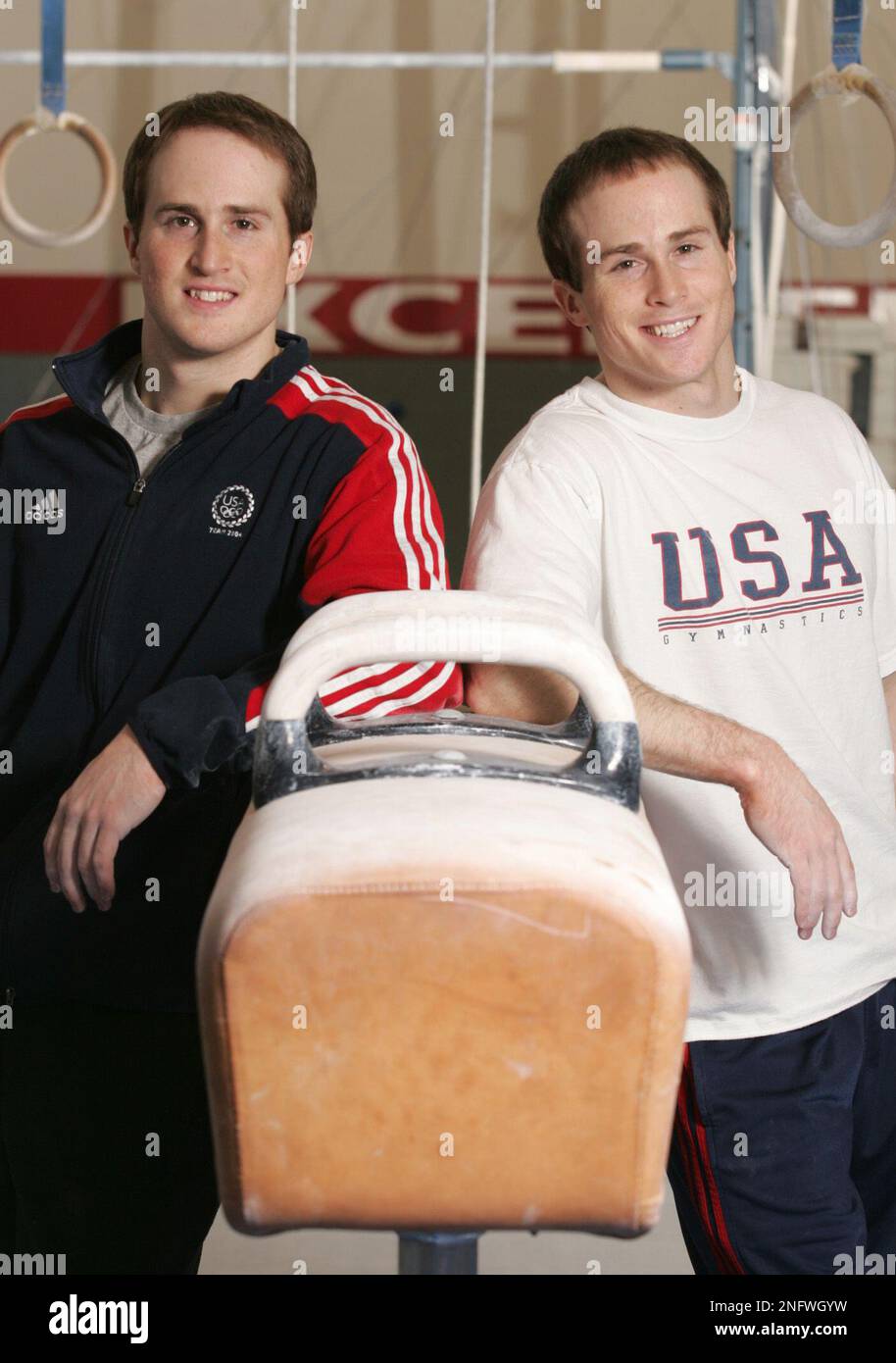 Morgan Hamm, left, a gymnast who competed in the 2000 and 2004 Olympics ...