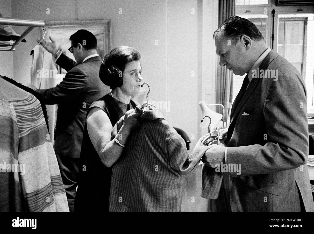 Mrs.Ruth Dayan, wife of Israel's defense minister, Moshe Dayan, shows ...