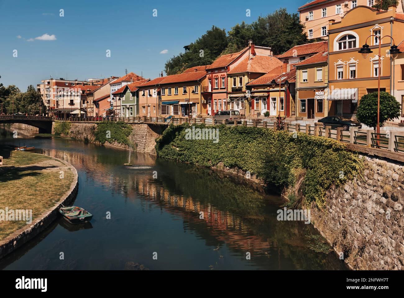 Knjazevac Old Town and Embankment with Bridge and Sailboat Stock Photo ...